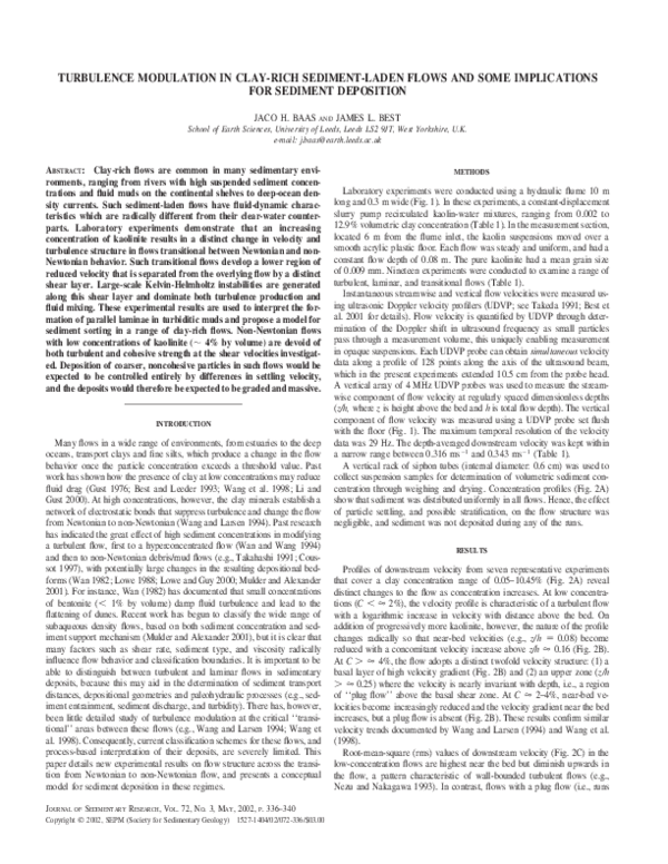 (PDF) Turbulence Modulation in Clay-Rich Sediment-Laden Flows and Some ...