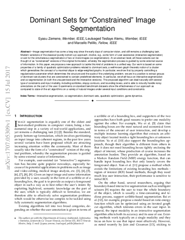 Pdf Dominant Sets For Constrained” Image Segmentation
