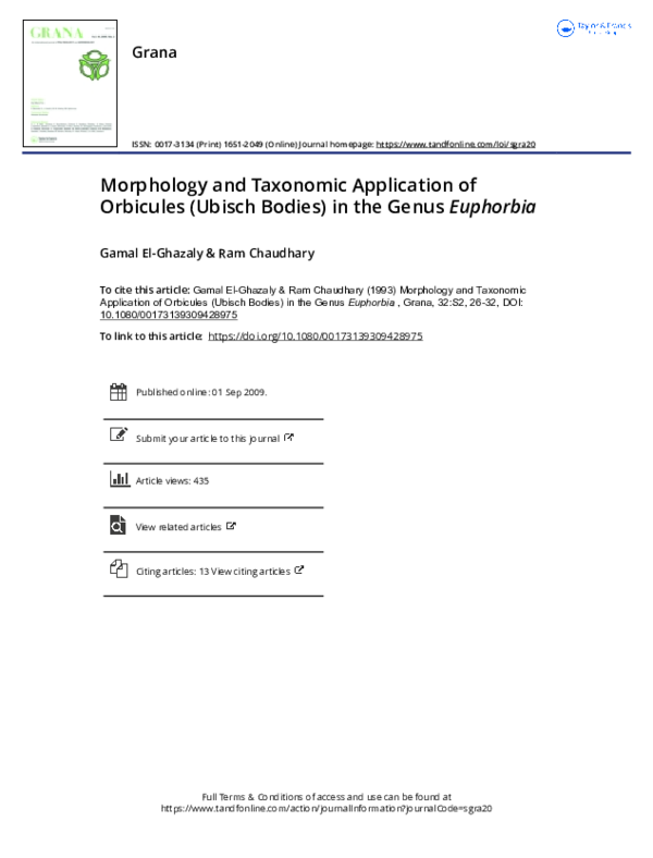 (PDF) Morphology and Taxonomic Application of Orbicules (Ubisch Bodies ...