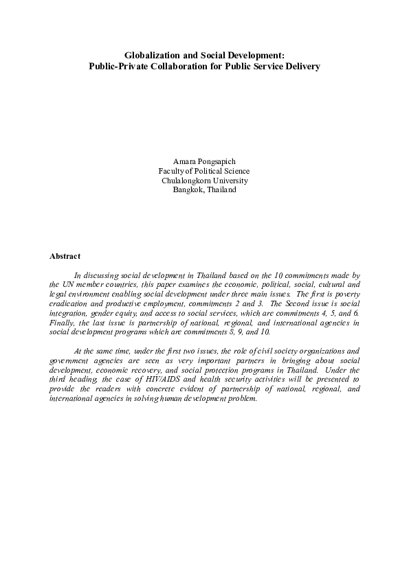 (PDF) Globalization and Social Development: Public-Private ...