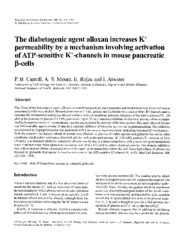 (PDF) The diabetogenic agent alloxan increases K+ permeability by a ...