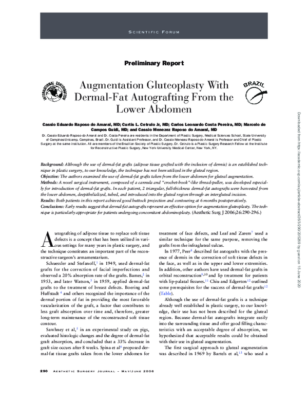 (PDF) Augmentation gluteoplasty with dermal-fat autografting from the ...