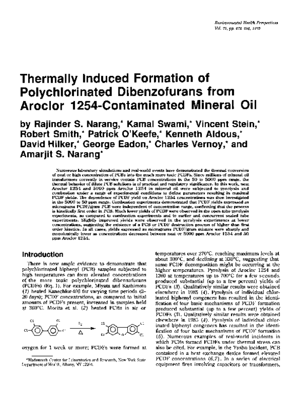 (PDF) Thermally induced formation of polychlorinated dibenzofurans from ...