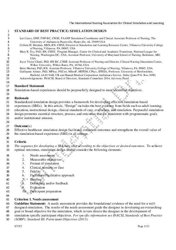 (PDF) Standards of Best Practice: Simulation Standard III: Participant ...