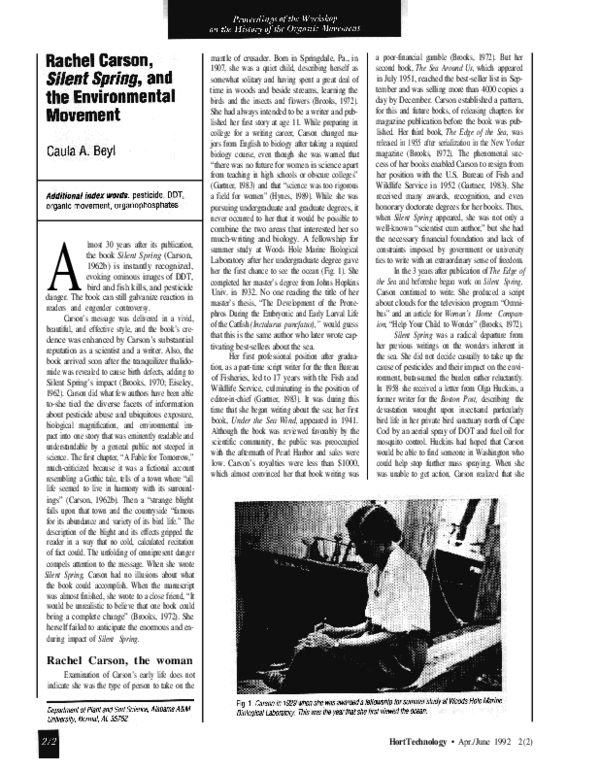 (PDF) Rachel Carson, Silent Spring, and the Environmental Movement