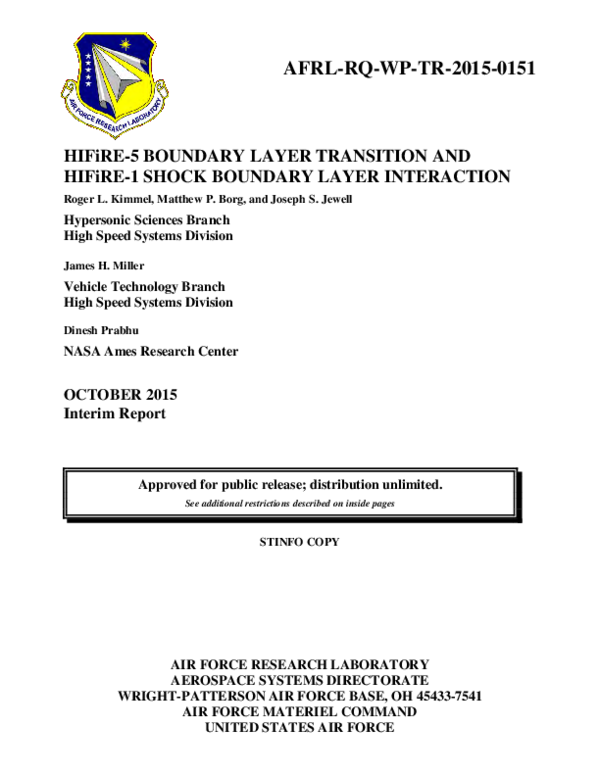 (PDF) HIFiRE-5 Boundary Layer Transition and HIFiRE-1 Shock Boundary ...