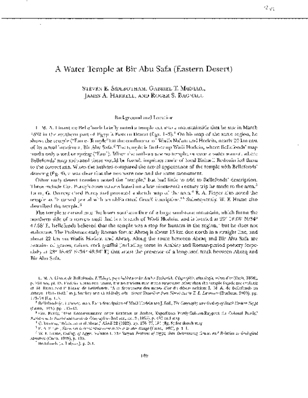(PDF) A Water Temple at Bir Abu Safa (Eastern Desert)