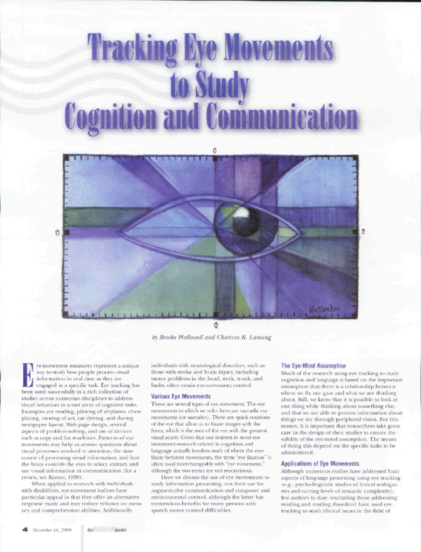 (PDF) Tracking eye movements to study cognition and communication