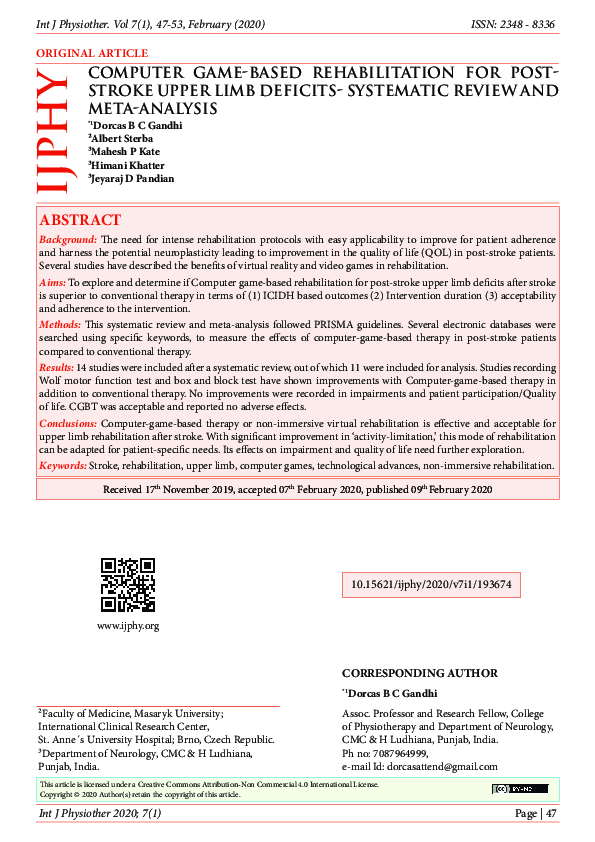 (PDF) Computer Game-Based Rehabilitation for Poststroke Upper Limb ...