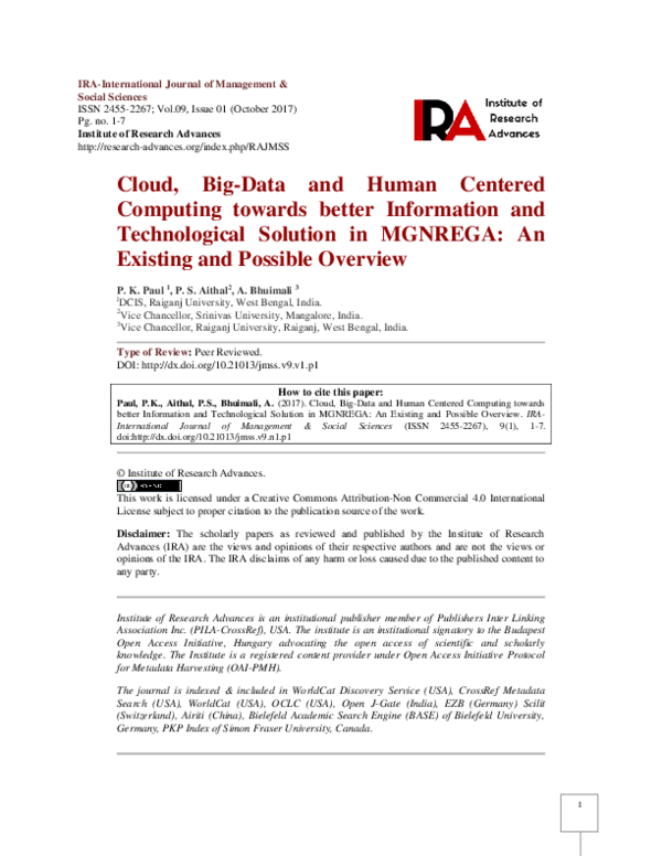 (PDF) Cloud, Big-Data and Human Centered Computing towards better Information and Technological ...