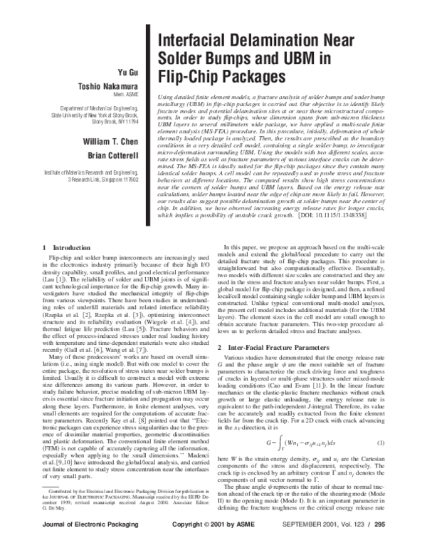 (PDF) Interfacial Delamination Near Solder Bumps and UBM in Flip-Chip ...