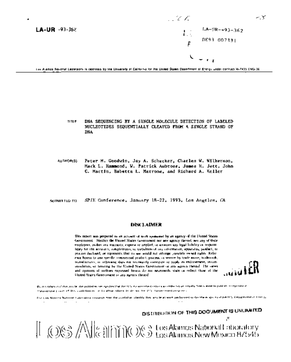 (PDF) DNA sequencing by single molecule detection of labeled ...