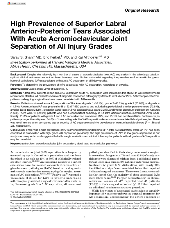 (PDF) High Prevalence of Superior Labral Anterior-Posterior Tears ...