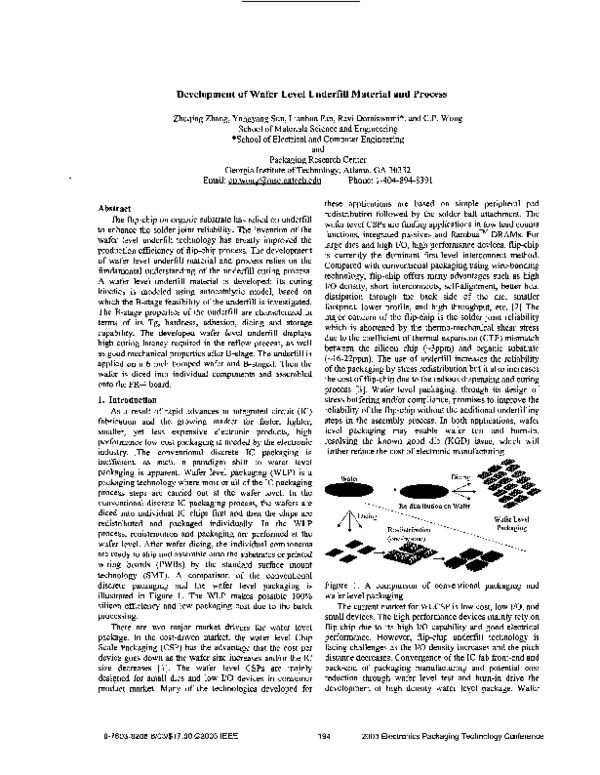 (PDF) Development of wafer level underfill material and process