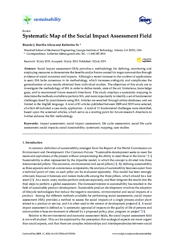 (PDF) Systematic Map of the Social Impact Assessment Field
