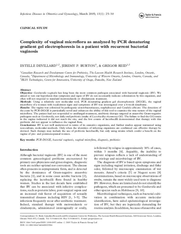 (PDF) Complexity of Vaginal Microflora as Analyzed by PCR Denaturing ...