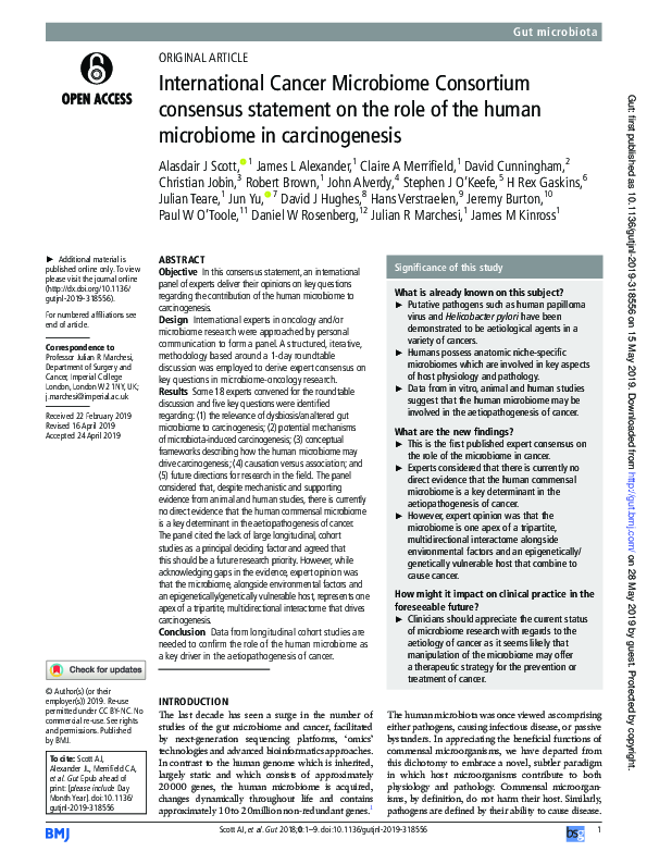 (PDF) International Cancer Microbiome Consortium consensus statement on ...