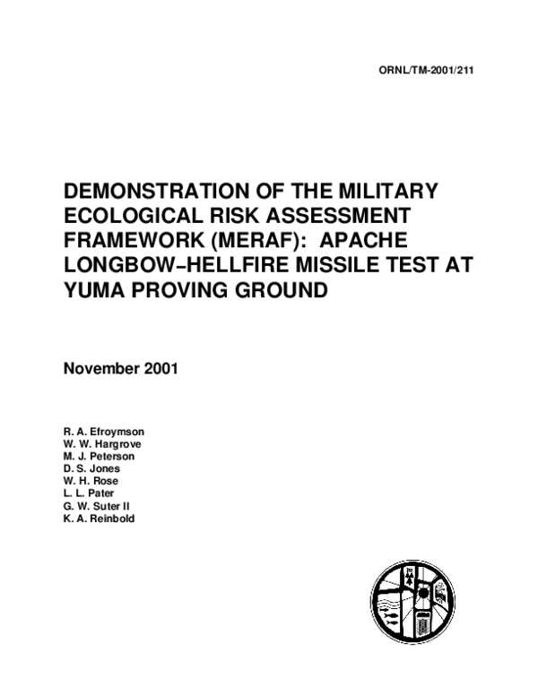 (PDF) Demonstration of the Military Ecological Risk Assessment ...
