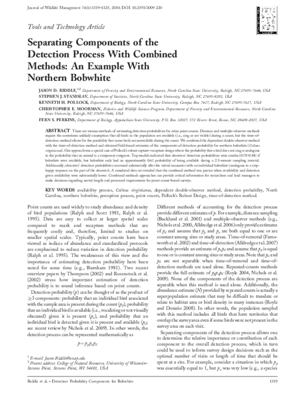 (PDF) Separating Components of the Detection Process With Combined Methods: An Example With ...