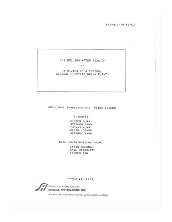 (PDF) The Boiling Water Reactor - A Review of a Typical General ...