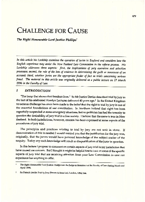 (PDF) Challenge for Cause