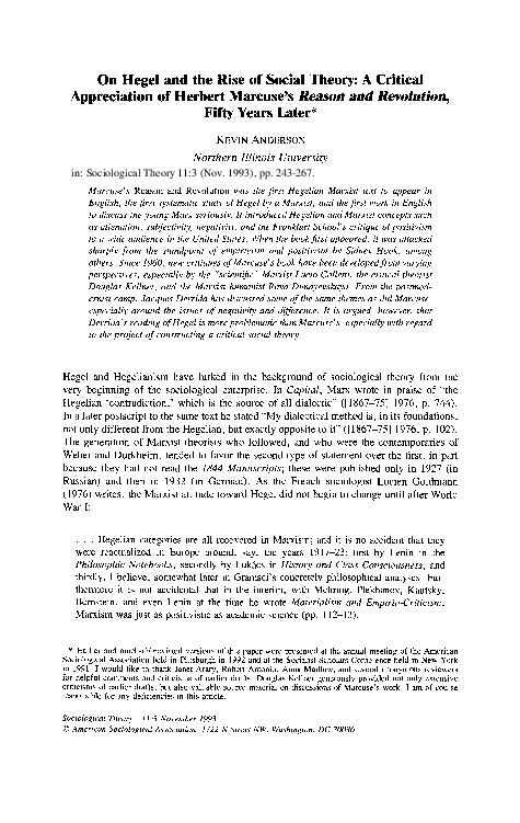 (PDF) On Hegel and the Rise of Social Theory: A Critical Appreciation ...