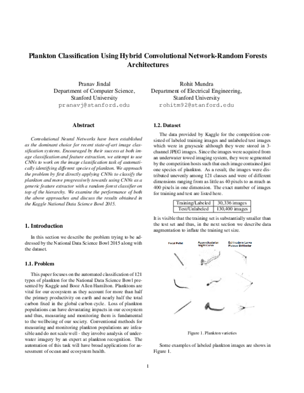 (PDF) Plankton Classification Using Hybrid Convolutional Network-Random Forests Architectures