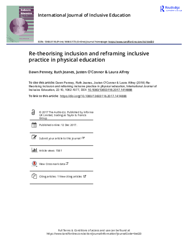 (PDF) Re-theorising inclusion and reframing inclusive practice in ...