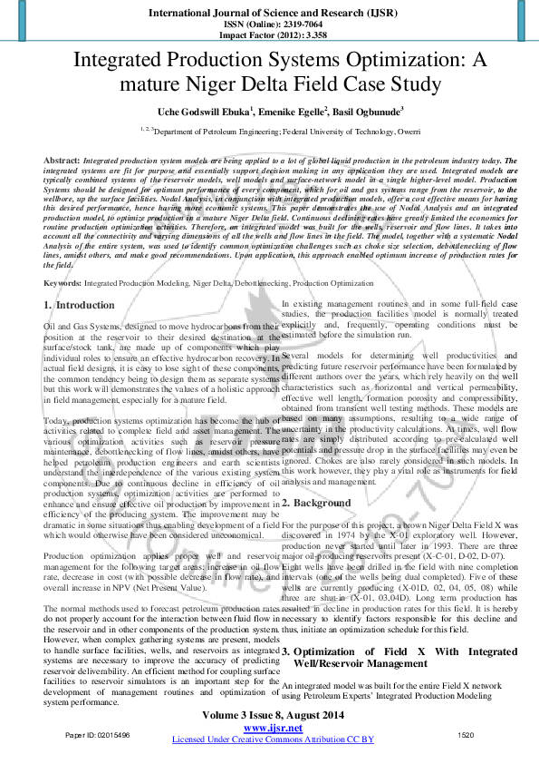 (PDF) Integrated Production Systems Optimization: A mature Niger Delta ...