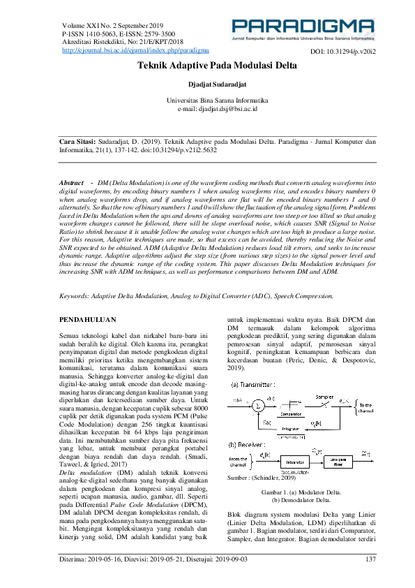 (PDF) Teknik Adaptive pada Modulasi Delta