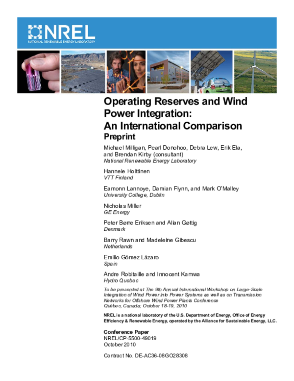(PDF) Operating Reserves and Wind Power Integration: An International ...