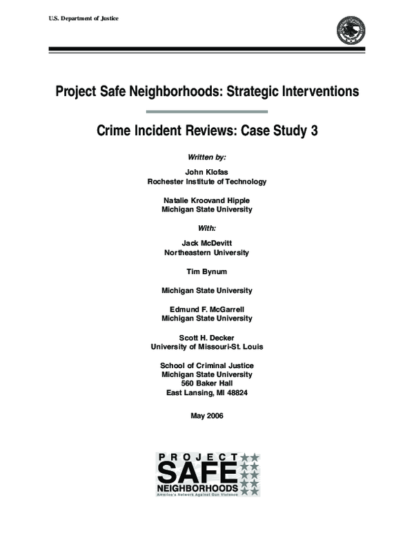 (PDF) Project Safe Neighborhoods: Strategic Interventions--Eastern ...