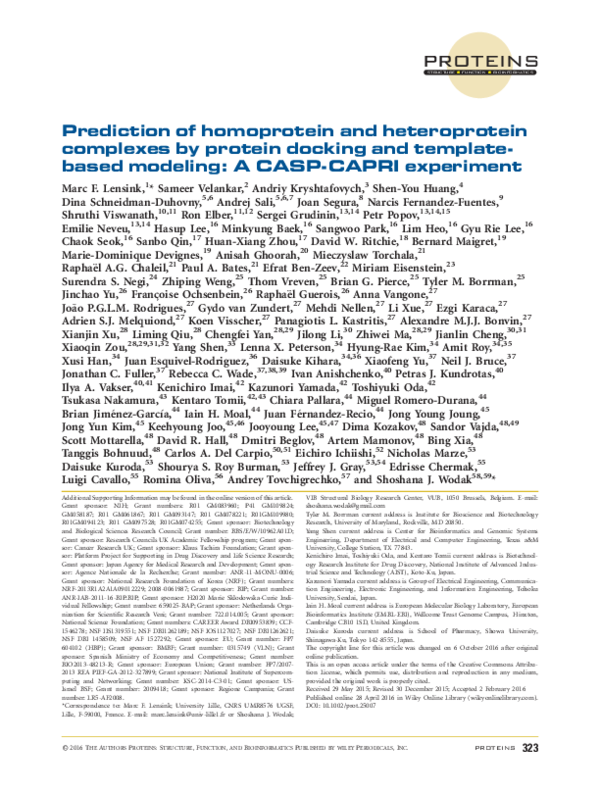 (PDF) Prediction of homo- and hetero-protein complexes by protein docking and template-based ...