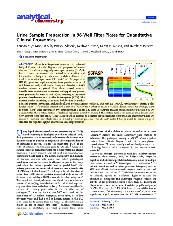 (PDF) Urine sample preparation in 96-well filter plates for ...