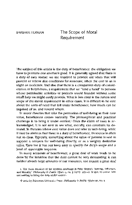 (PDF) The Scope of Moral Requirement
