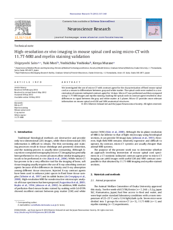 (PDF) High-resolution ex vivo imaging in mouse spinal cord using micro-CT with 11.7T-MRI and ...
