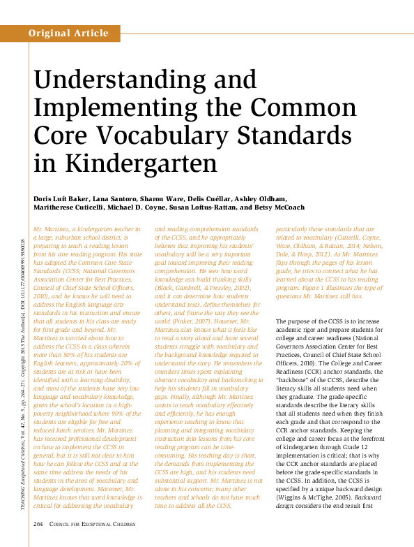 (PDF) Understanding and Implementing the Common Core Vocabulary ...