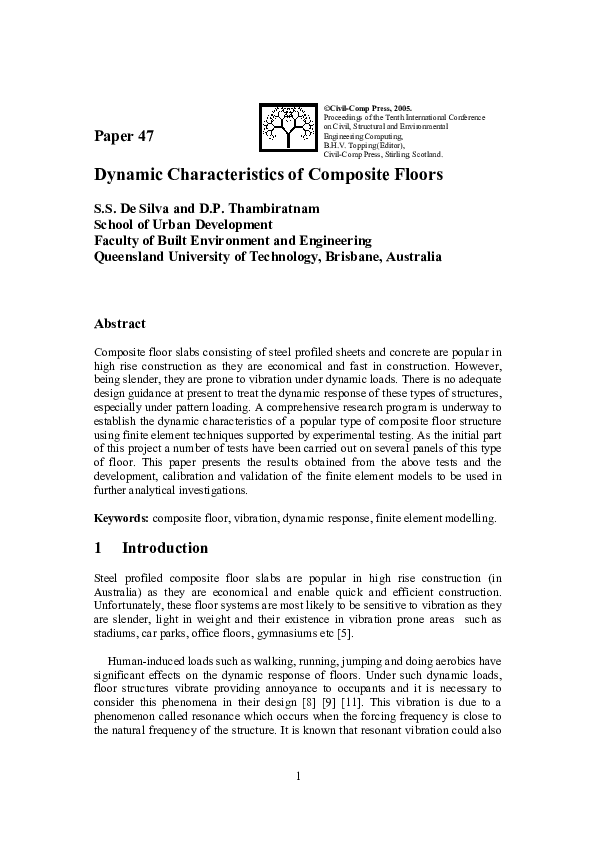 (PDF) Dynamic Characteristics of Composite Floors