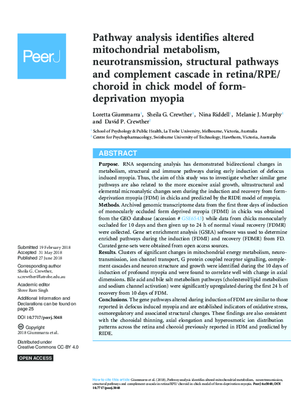 (PDF) Pathway analysis identifies altered mitochondrial metabolism ...
