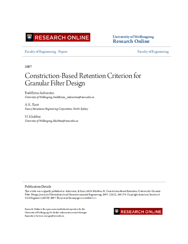 (PDF) Constriction-Based Retention Criterion for Granular Filter Design