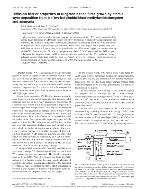 (PDF) Diffusion barrier properties of tungsten nitride films grown by ...
