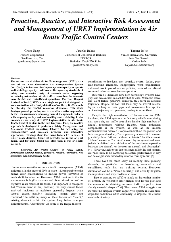 (PDF) Proactive, Reactive, and Interactive Risk Assessment and ...