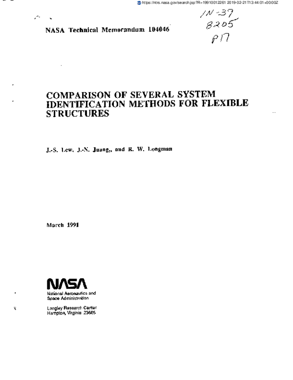 (PDF) Comparison Of Several System Identification Methods For Flexible Structures