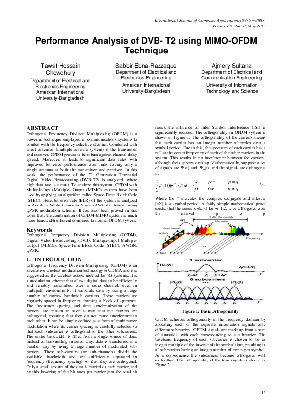 (PDF) Performance of DVB-T2 with MIMO-OFDM