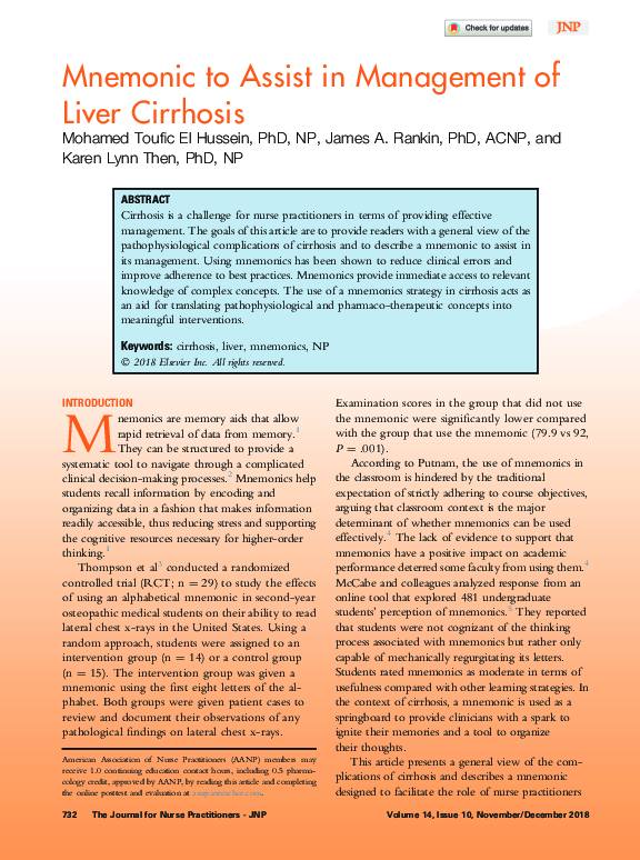 (PDF) Mnemonic to Assist in Management of Liver Cirrhosis