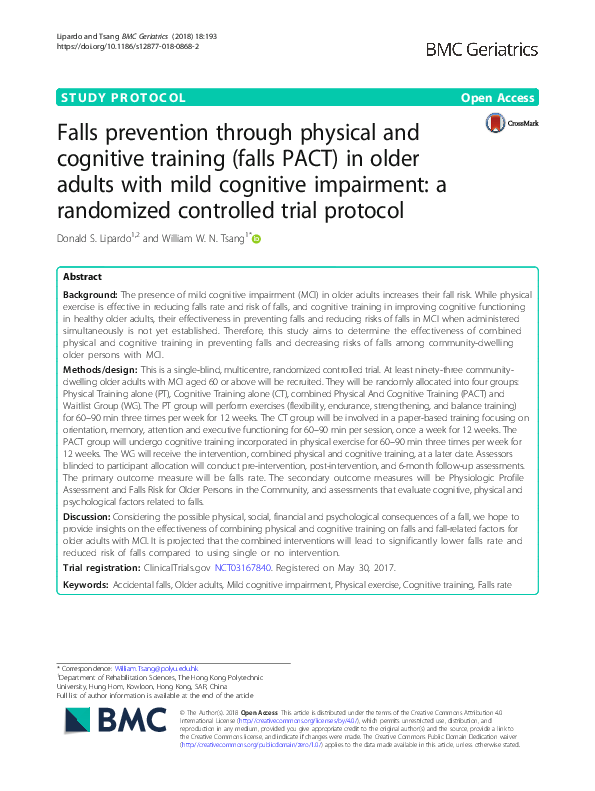 (PDF) Falls prevention through physical and cognitive training (falls ...
