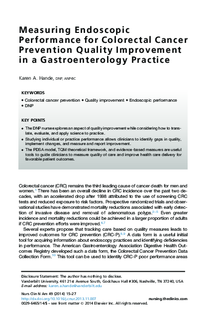 (PDF) Measuring endoscopic performance for colorectal cancer prevention ...