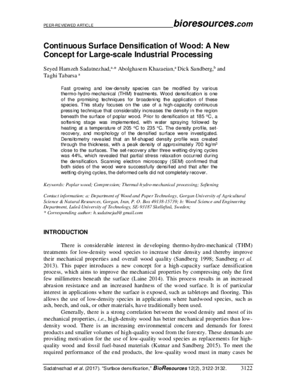 (PDF) Continuous Surface Densification of Wood: A New Concept for Large ...