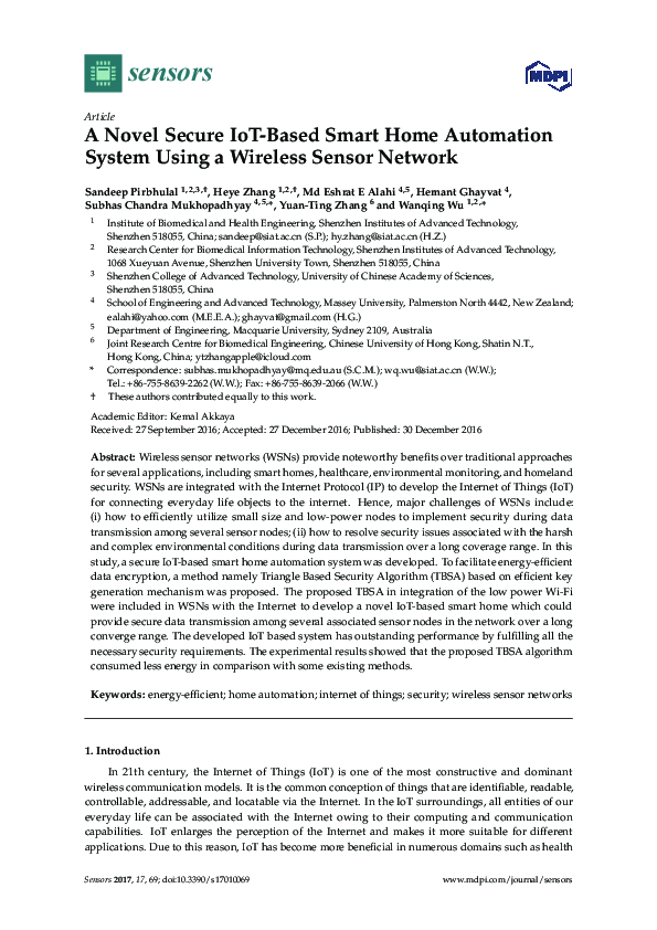 (PDF) A Novel Secure IoT-Based Smart Home Automation System Using a ...