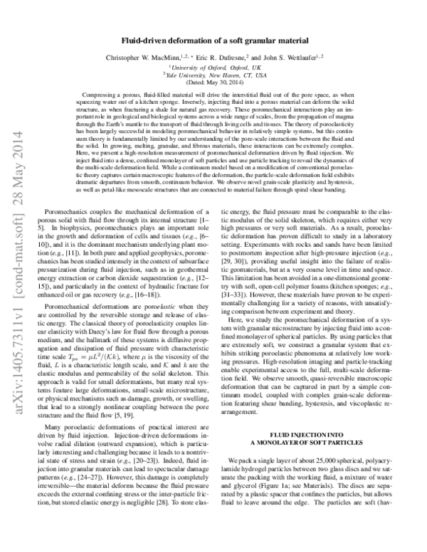 (PDF) Fluid-Driven Deformation of a Soft Granular Material